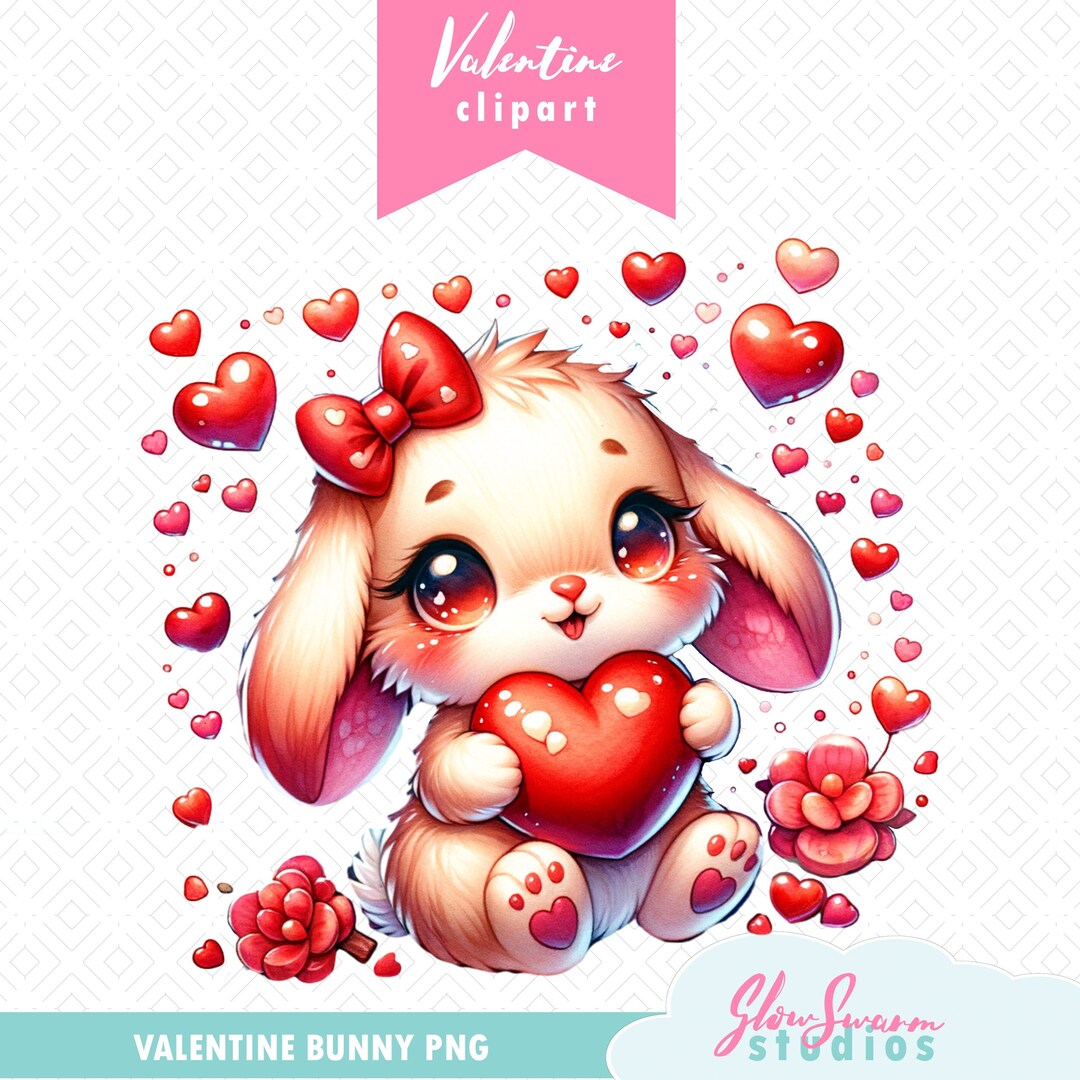 Rabbit Valentine Clipart, Cute Bunny PNG, Valentine Bunny PNG, Rabbit ...