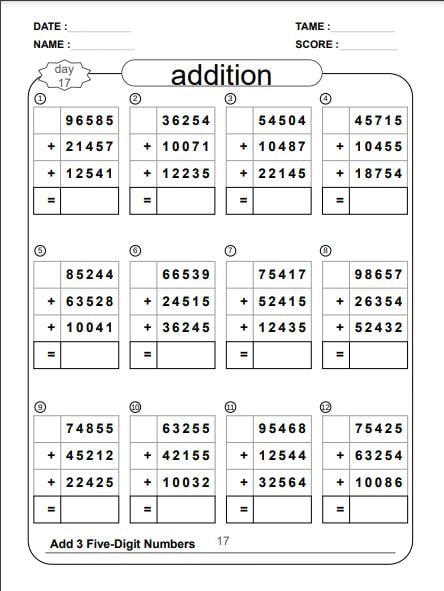 Multi Digit Addition and Subtraction Practice Worksheets, Math Drill - Etsy