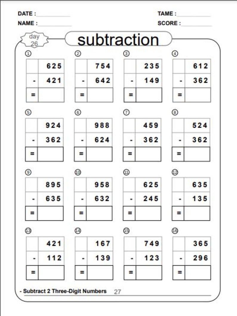 Multi Digit Addition and Subtraction Practice Worksheets, Math Drill - Etsy