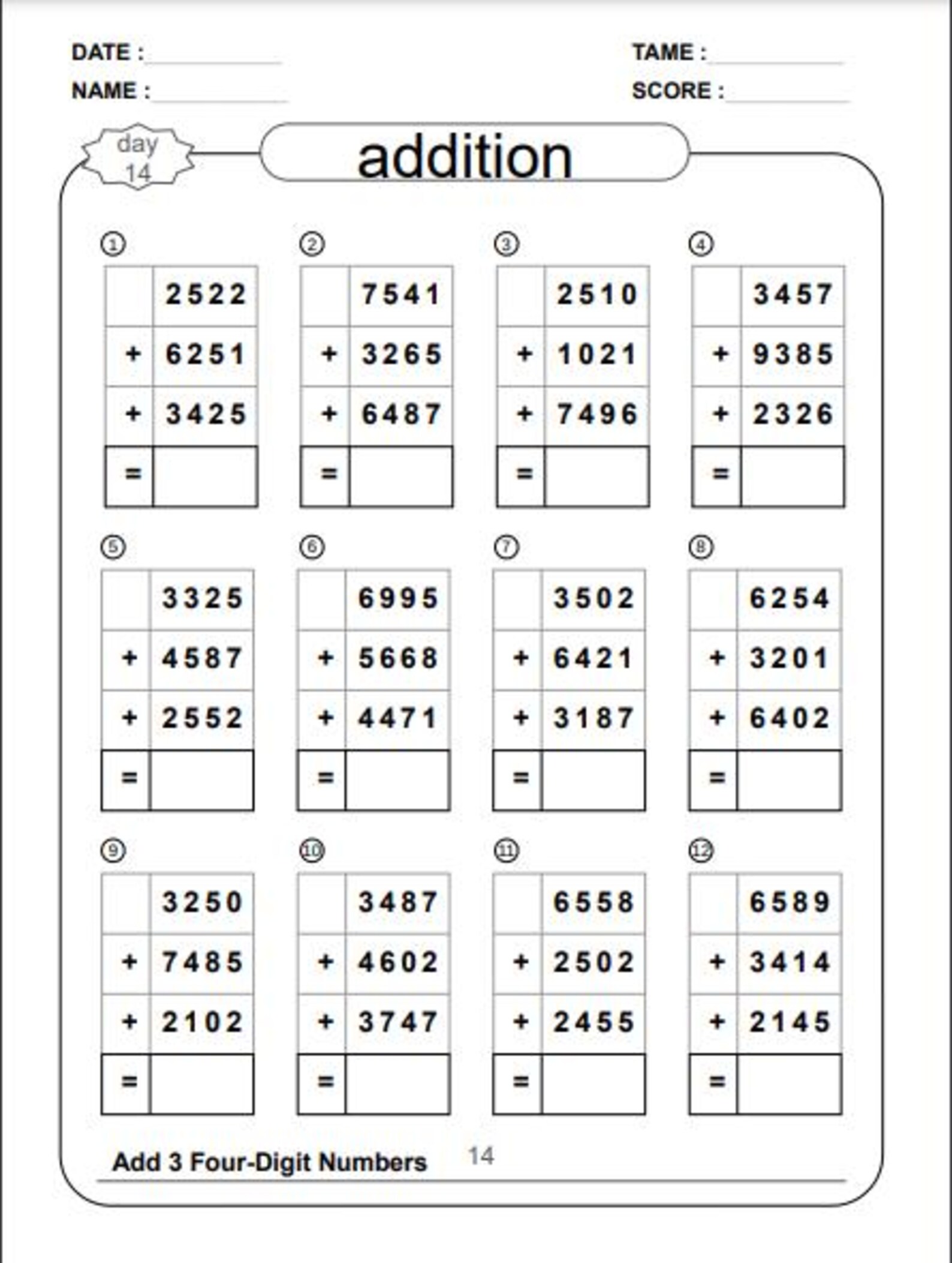 Multi Digit Addition and Subtraction Practice Worksheets, Math Drill - Etsy