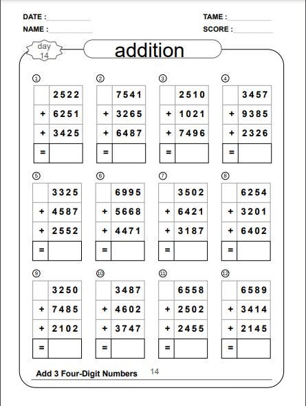 Multi Digit Addition and Subtraction Practice Worksheets, Math Drill - Etsy