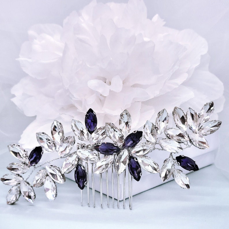 Purple Bridal Hair Comb Purple Crystal Hair Piecewedding - Etsy