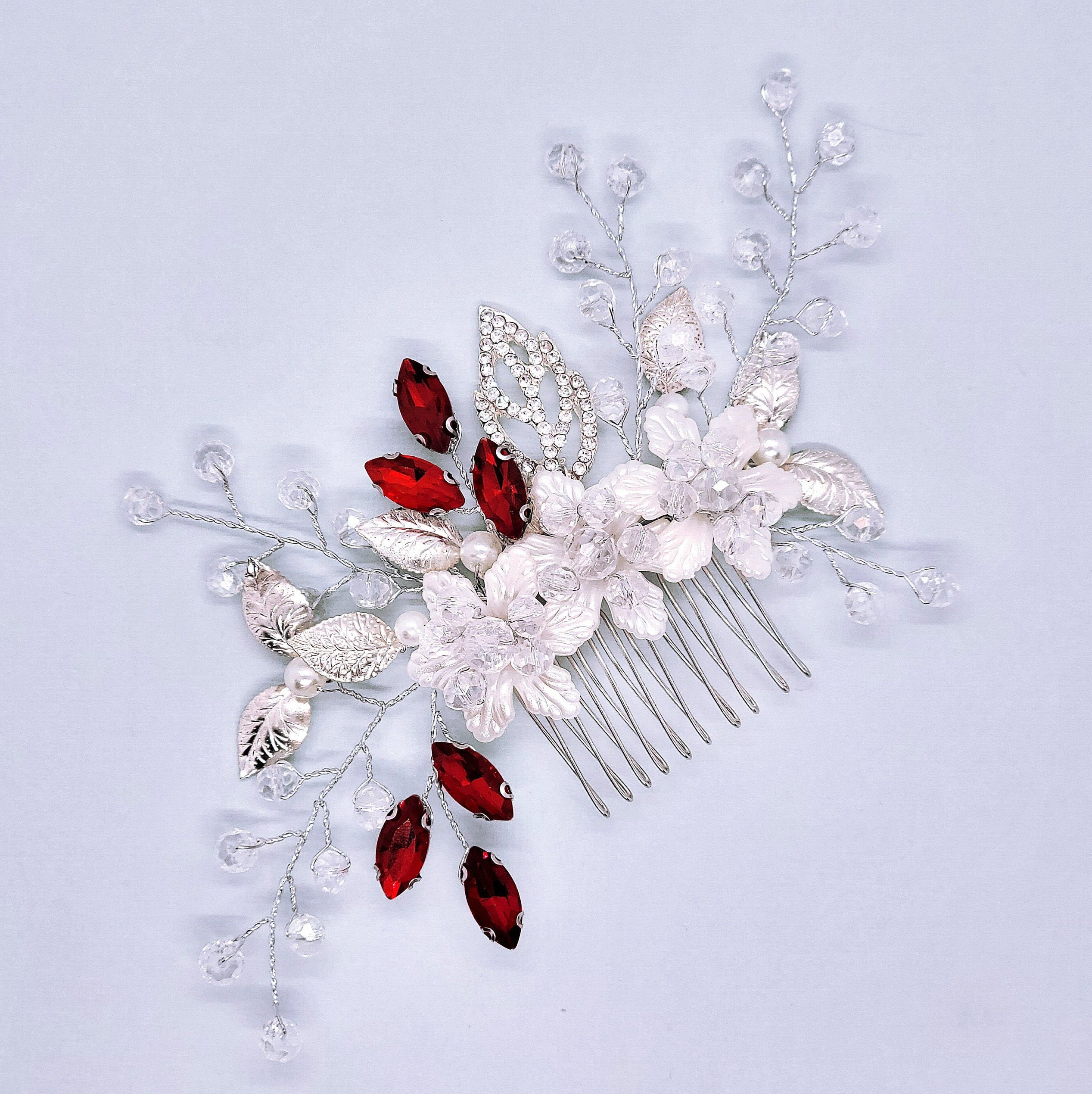 Red Bridal Hair Comb for Bridebridesmaidsred Headpiece for - Etsy