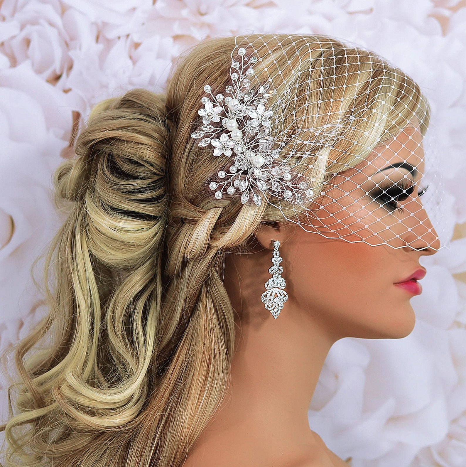 Birdcage Veil Wedding Bird Cage Veil Crystal Pearl Bridal - Etsy