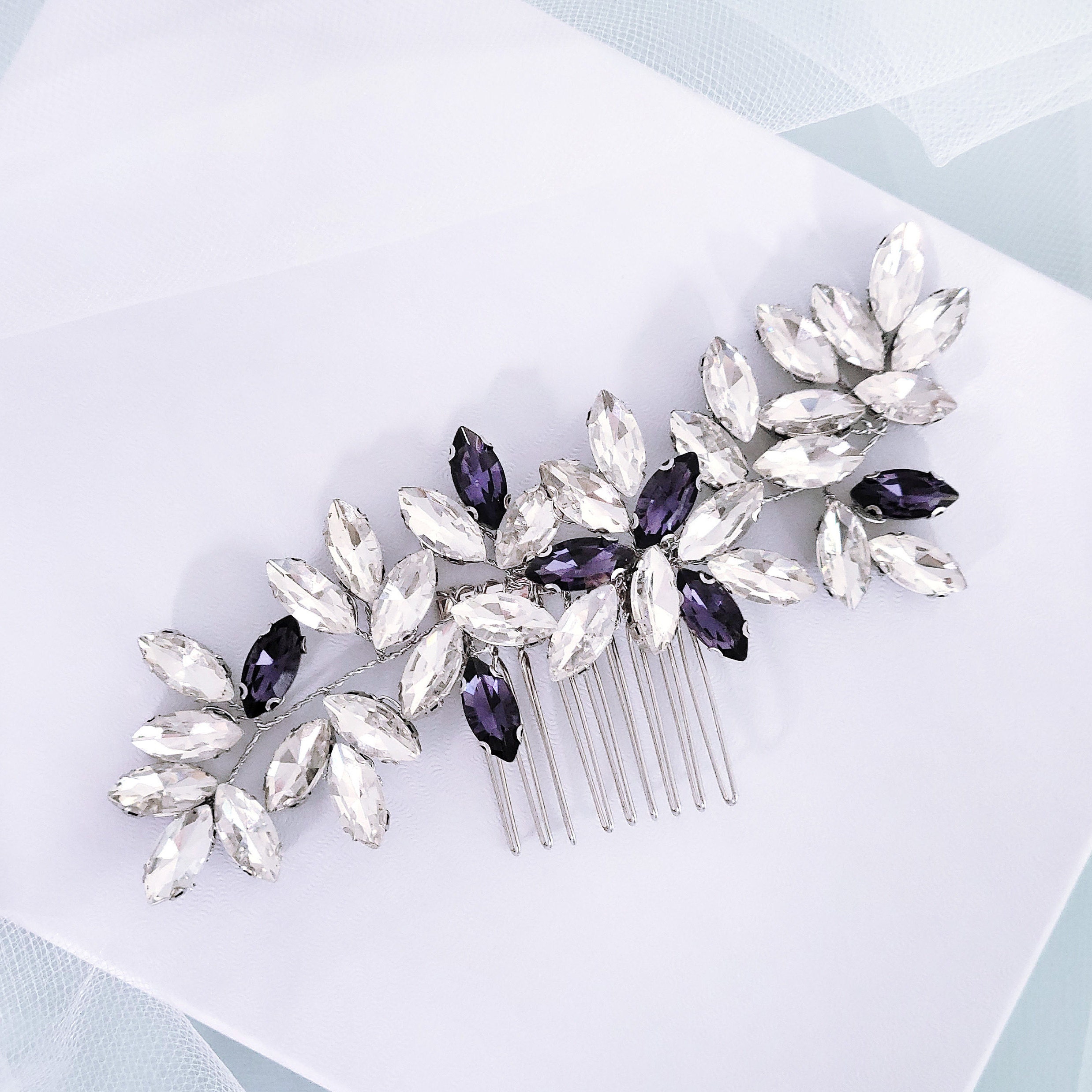 Purple Bridal Hair Comb Purple Crystal Hair PieceWedding | Etsy