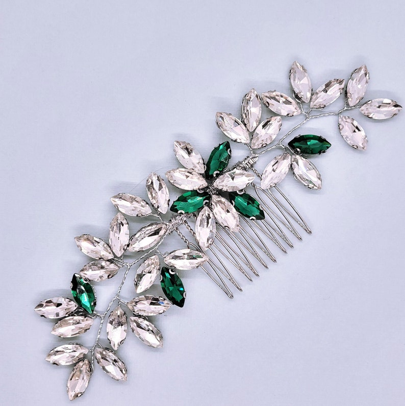 Green Bridal Hair Comb Emerald Green Hair Piecewedding - Etsy