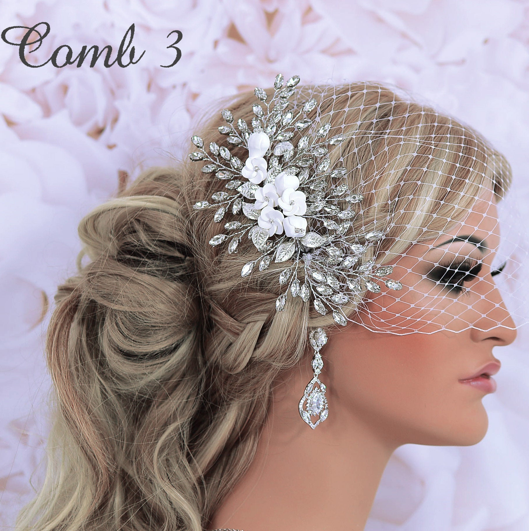 Birdcage Veil Wedding Bird Cage Veil Crystal Pearl Bridal - Etsy