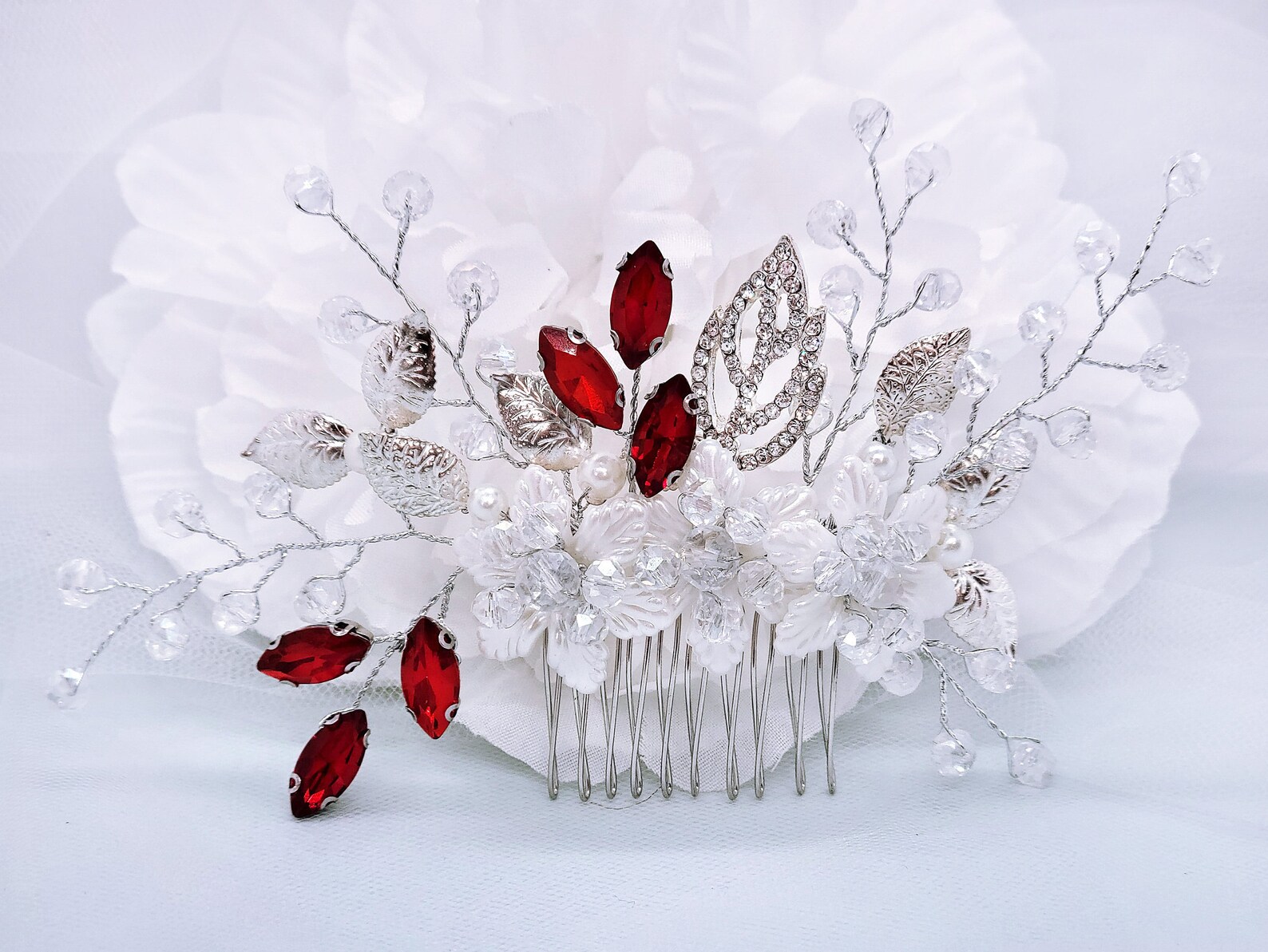 Red Bridal Hair Comb for Bridebridesmaidsred Headpiece for - Etsy