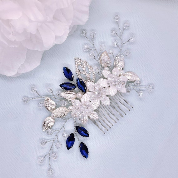 Blue Bridal Hair Comb for Bridebridesmaidsblue Headpiece for - Etsy
