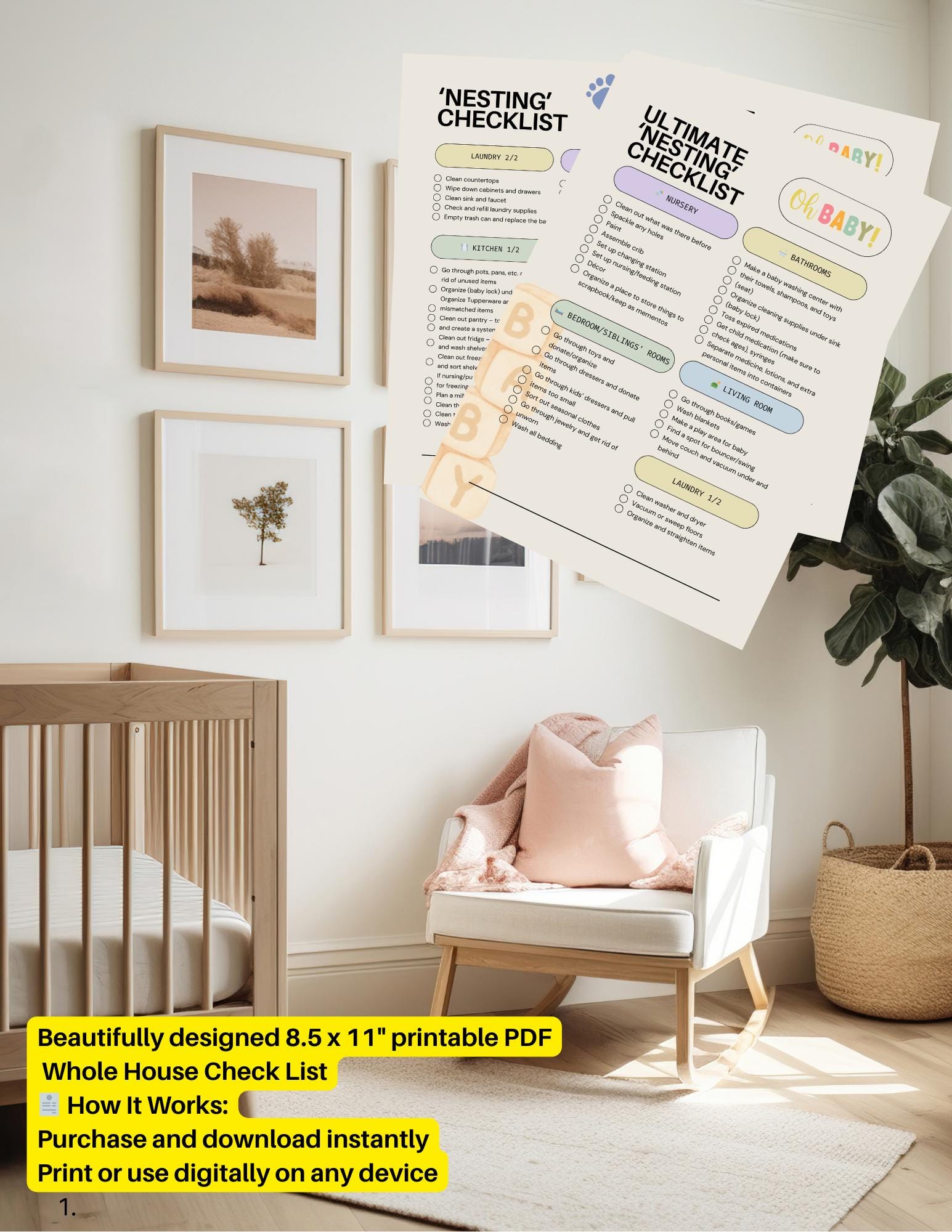 Ultimate Nesting Checklist – Printable Baby Prep Planner - Etsy