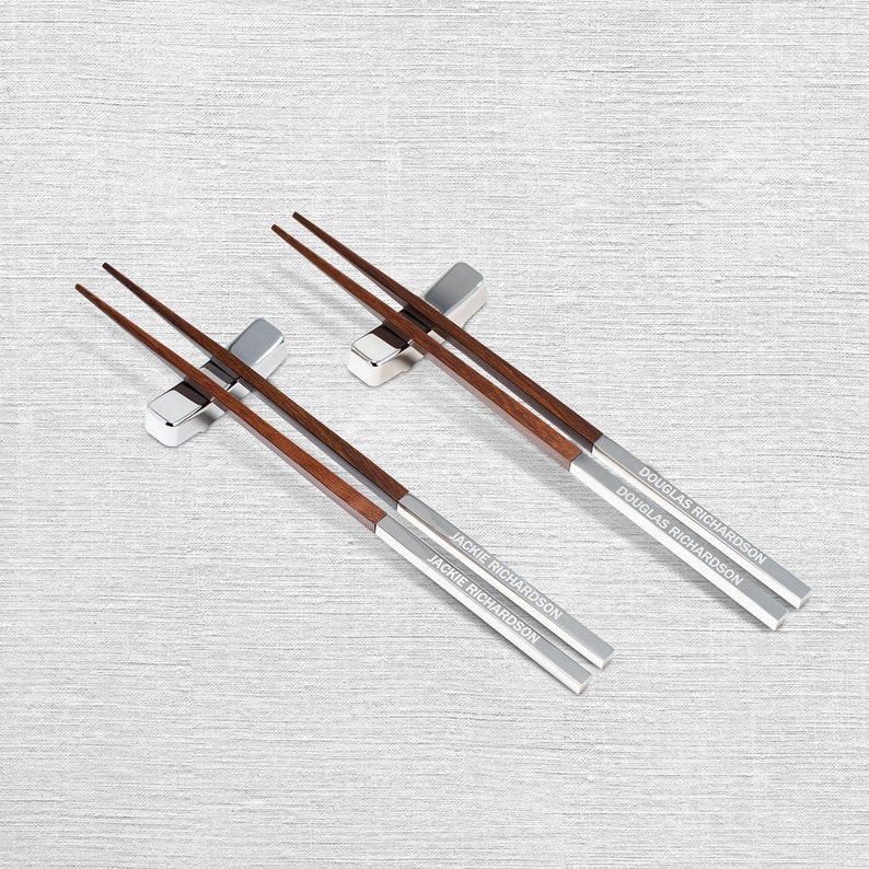 Set of 2 Personalized Chop Sticks With Rests Engraved Chop | Etsy