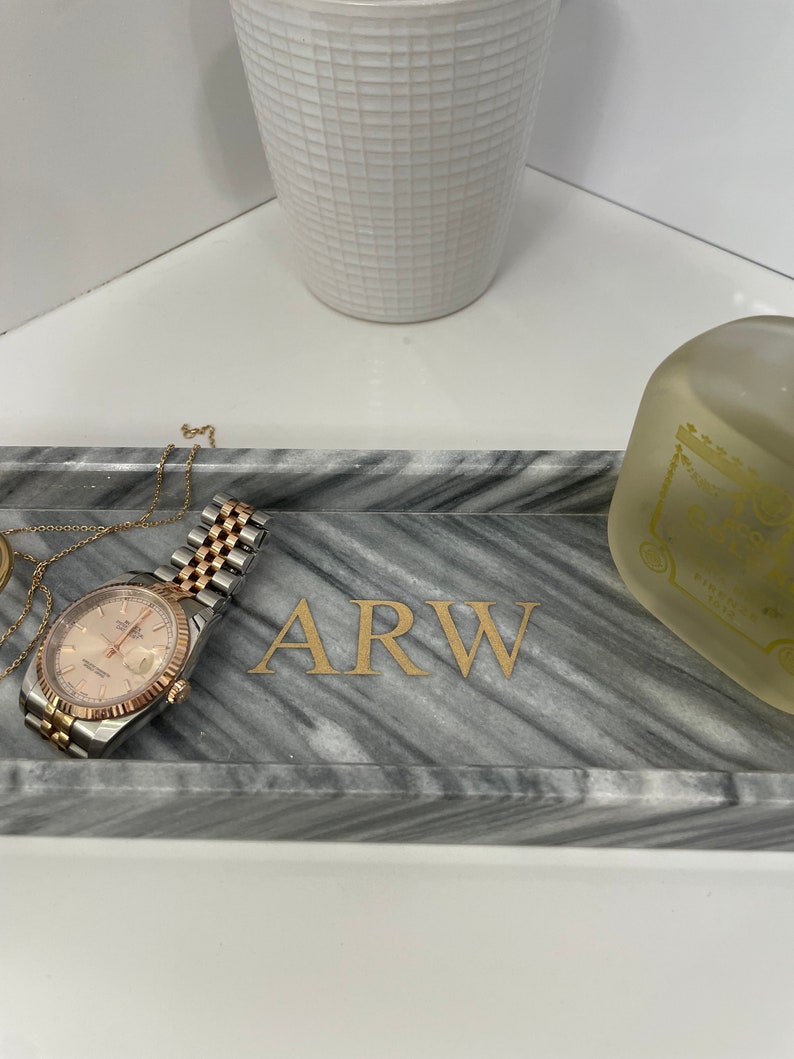 Personalized Handcrafted Genuine Marble Bath Tray, Vanity Tray, Jewelry ...