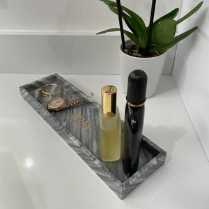 Personalized Handcrafted Genuine Marble Bath Tray, Vanity Tray, Jewelry ...