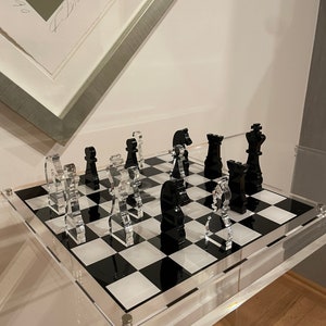 Personalized Modern Acrylic Chess Set, Housewarming Gift, New Home Gift ...