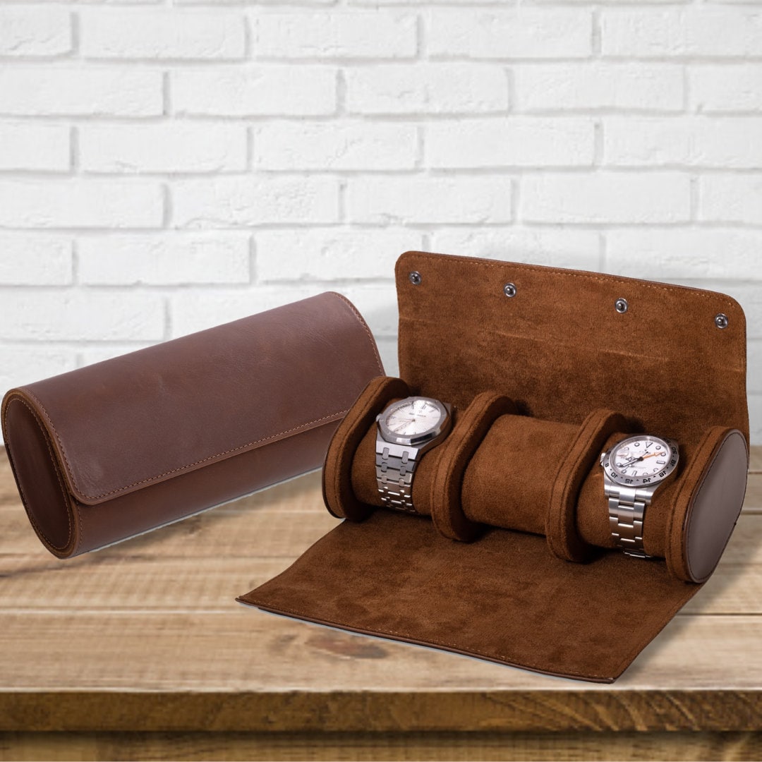 Personalized Leather Travel Watch Storage, Leather Watch Case, Travel ...