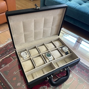 Custom Personalized Leather Briefcase Watch Box, Watch Storage, Travel ...