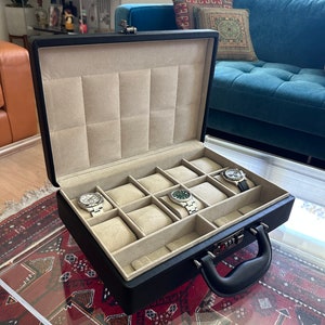 Custom Personalized Leather Briefcase Watch Box, Watch Storage, Travel ...