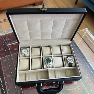 Custom Personalized Leather Briefcase Watch Box, Watch Storage, Travel ...