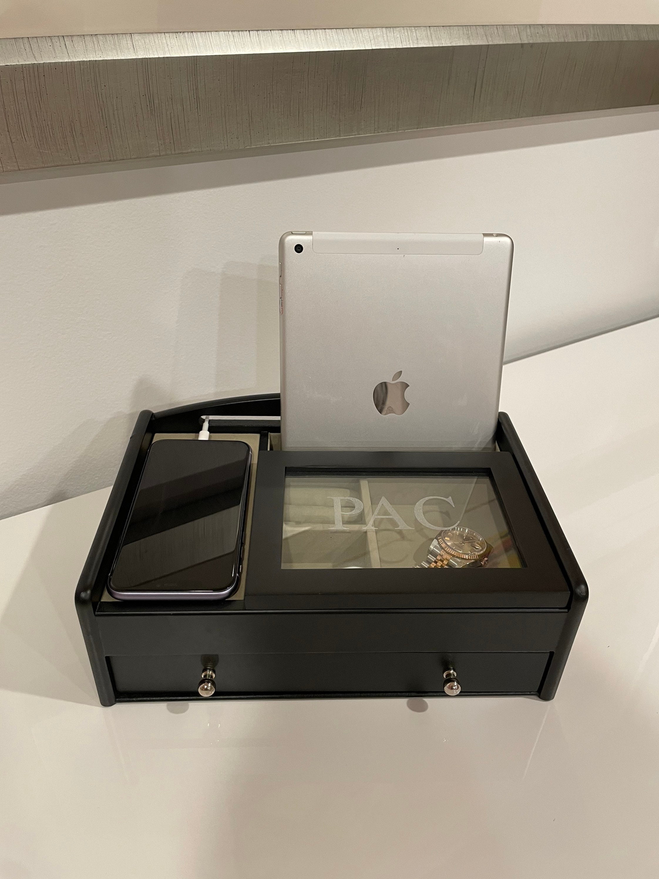 Personalized Bedside Valet Tray for Tablet and Phone | Etsy