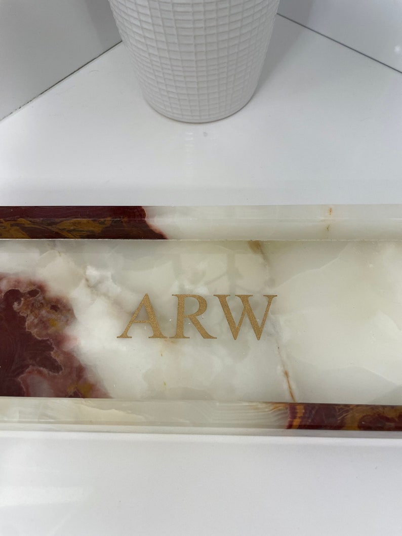 Personalized Handcrafted Genuine Marble Bath Tray, Vanity Tray, Jewelry ...