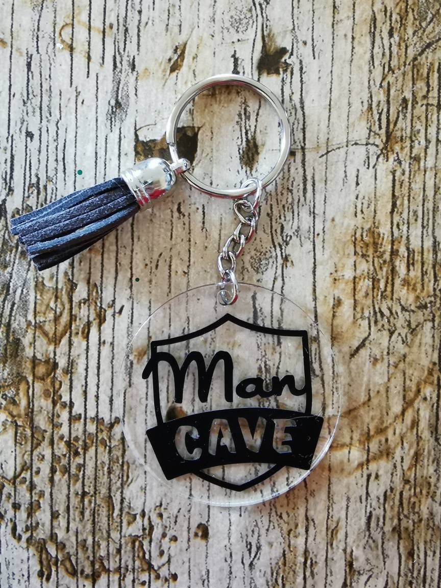 Man Cave Keyring Key Chain Dad Father's Day Gift Acrylic - Etsy UK