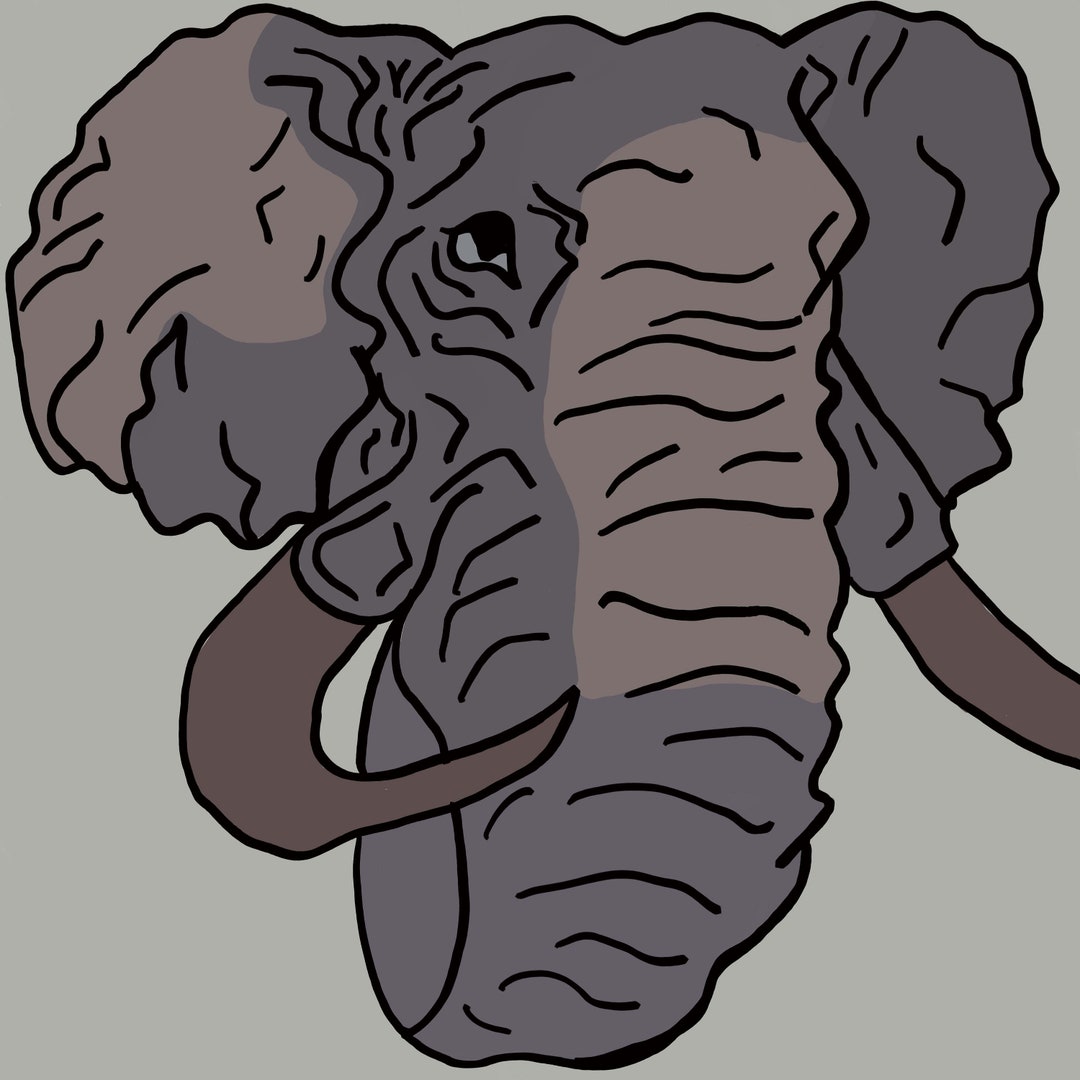 Digital Elephant Drawing - Etsy