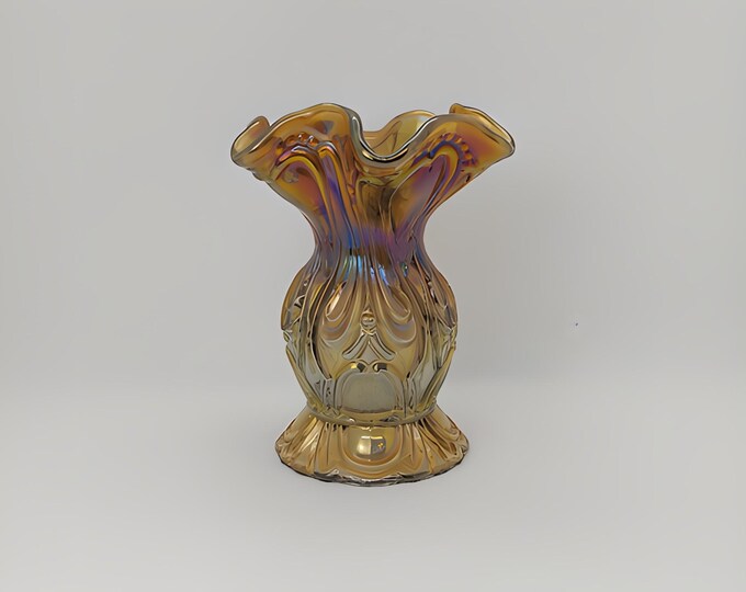 Vintage Imperial Iridescent Brown Smoke Rococo Ruffled Carnival Glass ...