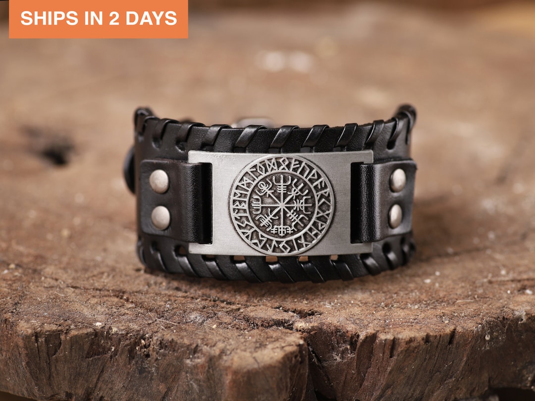 Compass Vegvisir Leather Bracelet by Haquil Black Brown Celtic ...