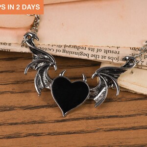 Punk Emo Heart Angel Bat Necklace by Haquil Emo Kpop Necklace Witchy ...