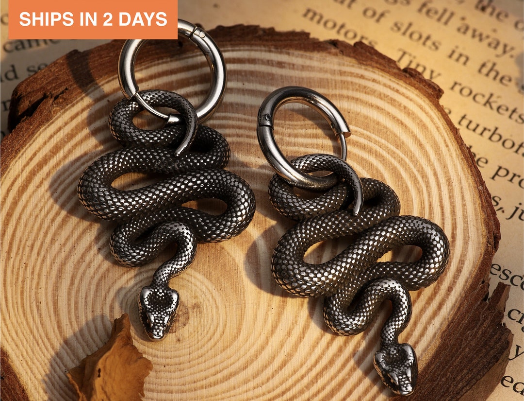 Gothic Black Snake Earrings by Haquil Snake Earrings for Women Reptile ...