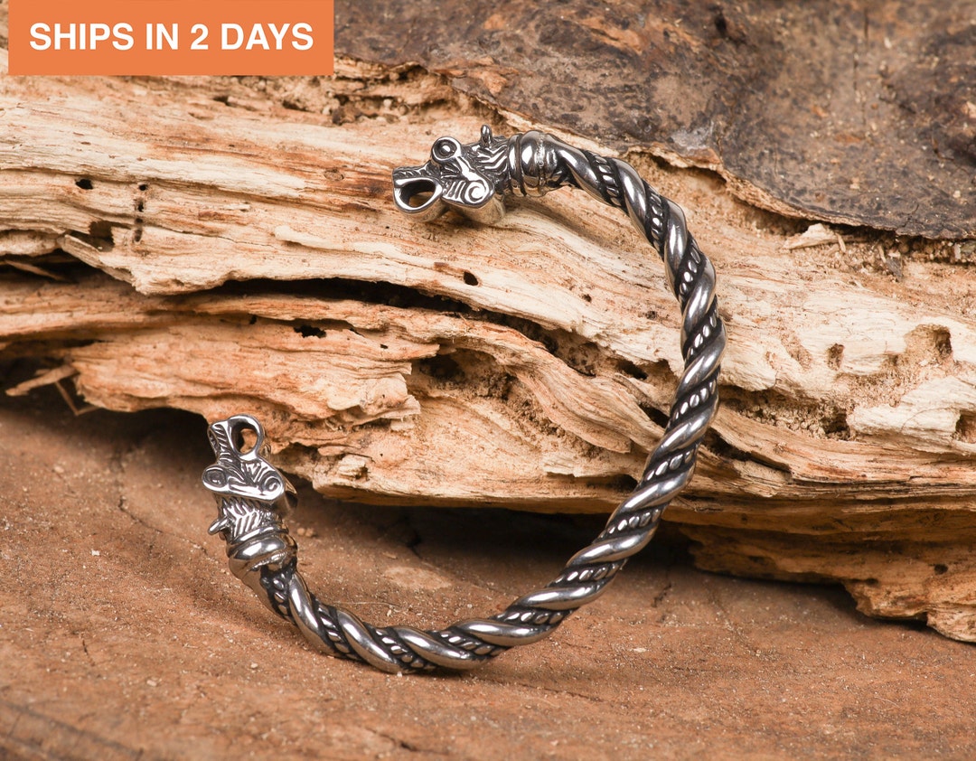 Viking Dragon Head Cuff Bracelet by Haquil Dragon Twisted Torc Armband ...