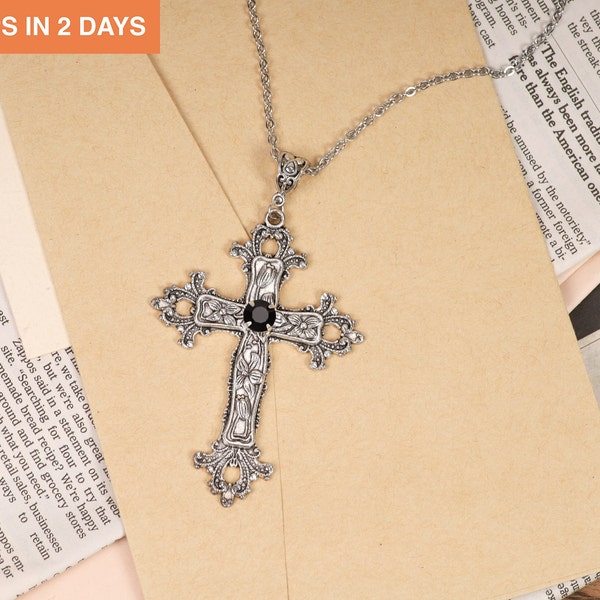 Cross Necklace Goth - Etsy
