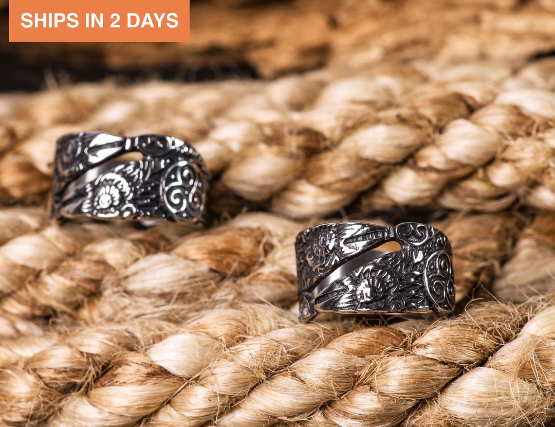Viking Ravens Ring by Haquil Raven Triskele Ring With Adjustable Size ...