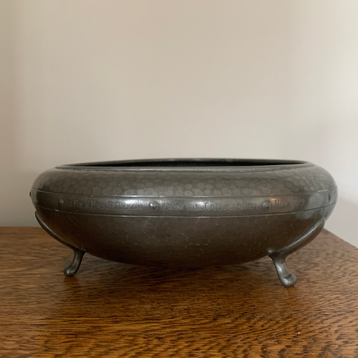 Vintage English Pewter Cauldron Style Bowl Hallmarked AM | Etsy