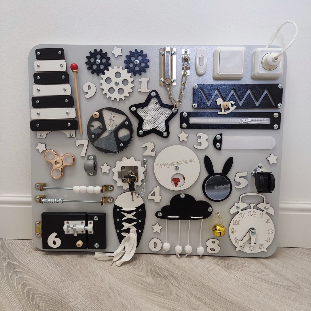 Panel Sensorial Montessori Tablero de Actividades 50 x 60 cm para niños ...