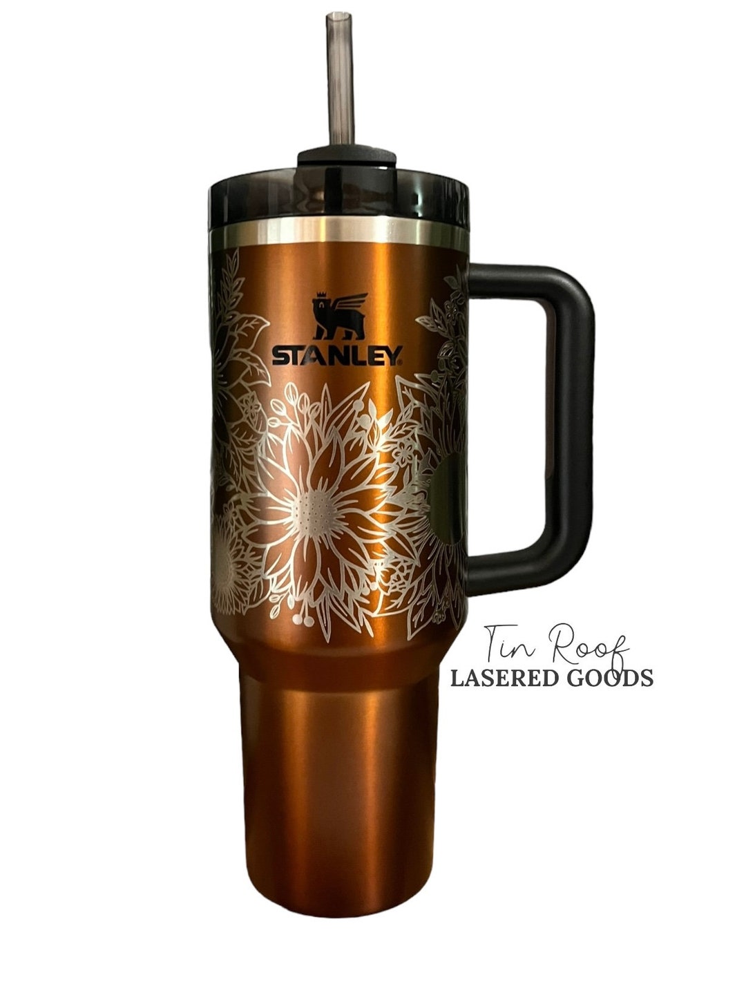 Sunflower Engraved Personalized 40oz Travel Tumbler Gift Custom Color ...