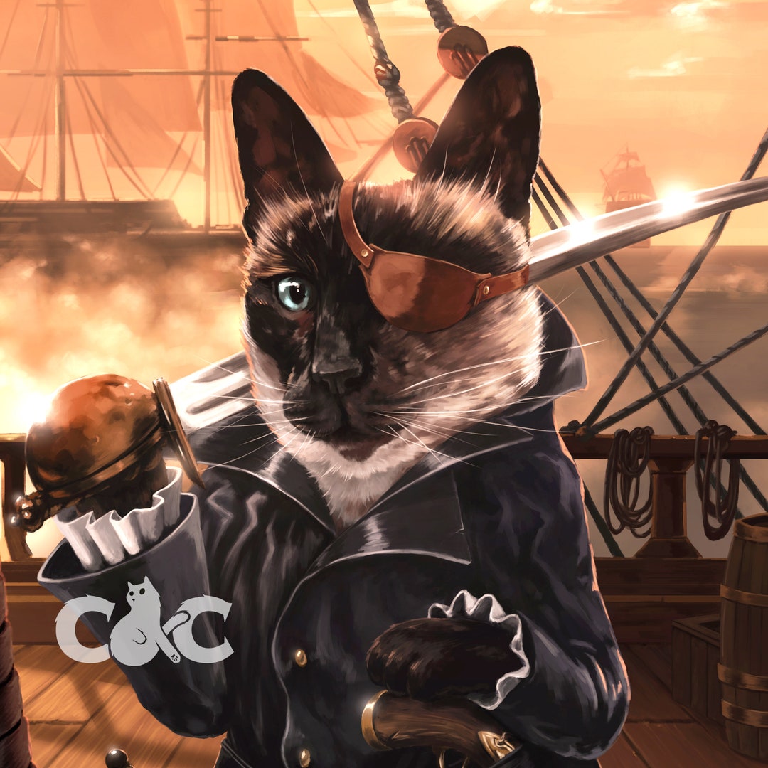Swashbuckler Cat Print | Dnd Art Print | Fantasy Wall Art | Cat Fantasy ...