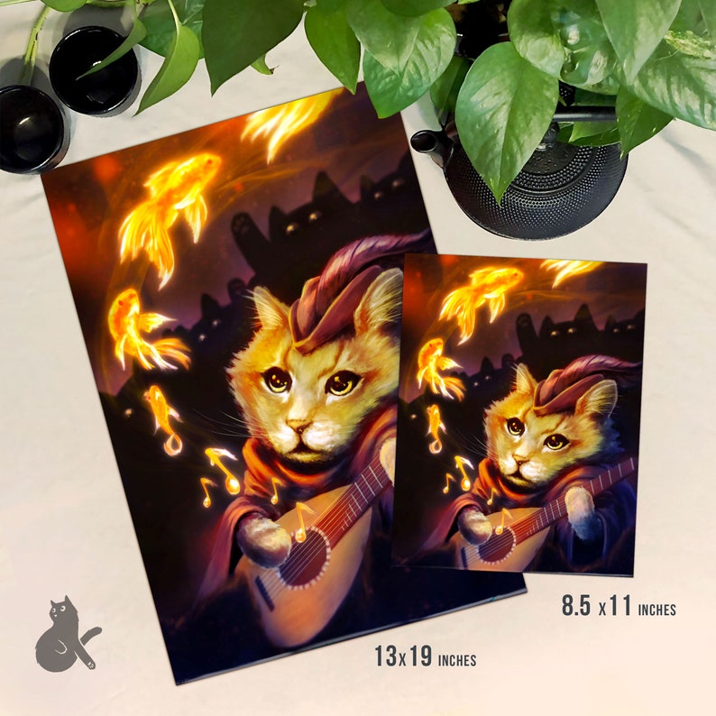 Bard Cat Print Dnd Art Print Fantasy Wall Art Cat - Etsy