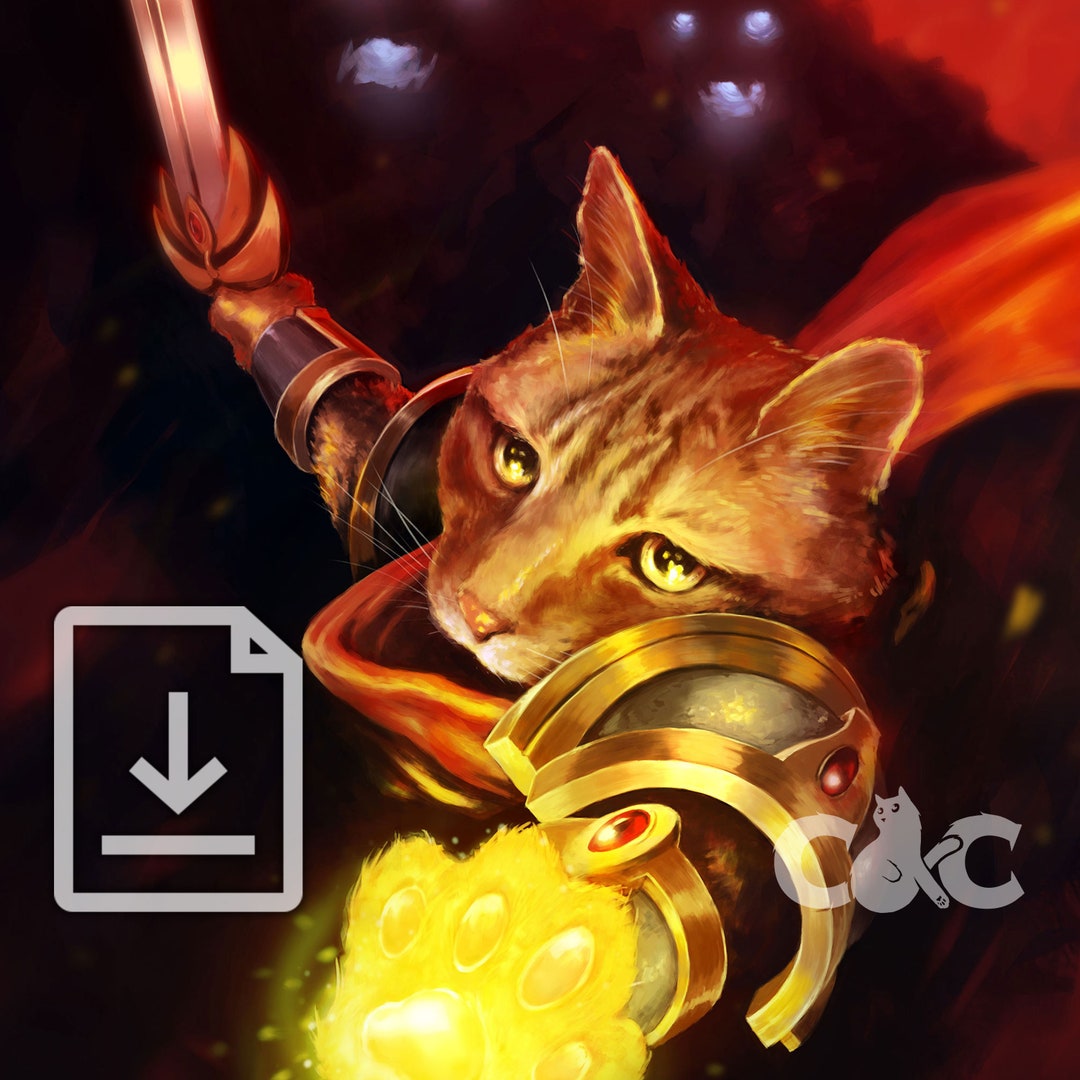 Paladin Cat Printable Art - Digital Download | Dnd Paladin Art | Fall ...