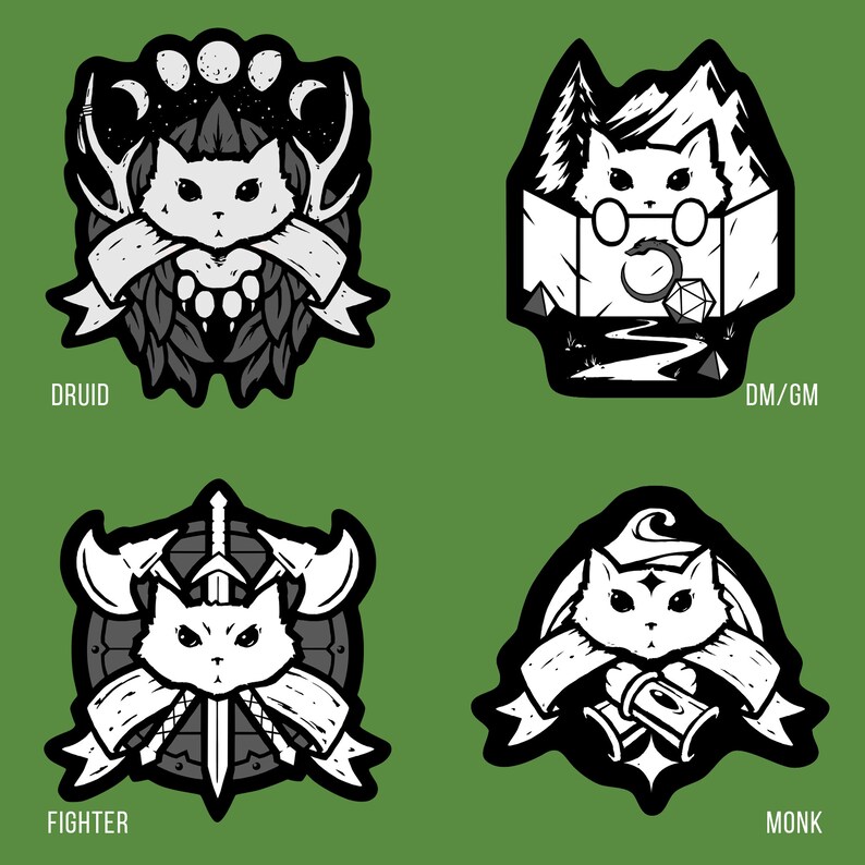 Custom Dnd Class Cat Sticker Pack Dnd Cat Stickers Dnd - Etsy