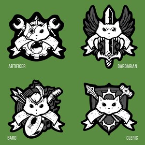 Custom Dnd Class Cat Sticker Pack | Dnd Cat Stickers | Dnd Stickers ...