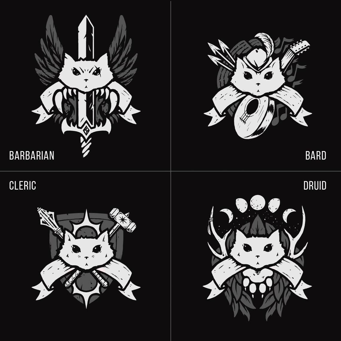 Dnd Class Wall Flag Dnd Wall Art Dnd Cat Classes Cats | Etsy