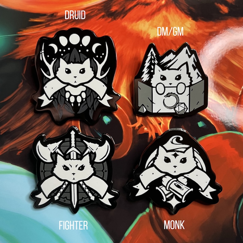 Dnd Class Cats Hard Enamel Pins Dnd Pin Dnd Cat Pin - Etsy