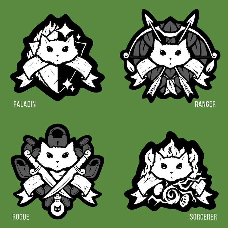 Custom Dnd Class Cat Sticker Pack Dnd Cat Stickers Dnd - Etsy