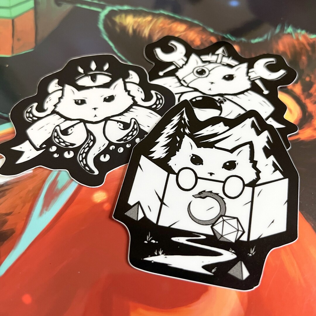 Dnd Class Cat Sticker Pack | Dnd Cat Stickers | Dnd Stickers | Dnd ...