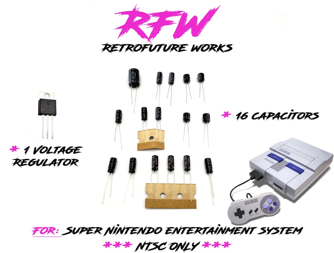 SNES *NTSC *PAL *jr. - Super Nintendo Console System -capacitor Repair ...
