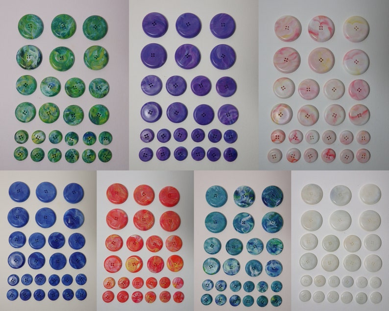 Recycled Plastic Buttons 20mm Packs of 6, White Blue Orange Purple ...