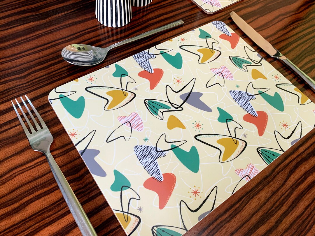 Set of 4 Melamine High Quality Placemats. Mid-century Modern Table Mats ...