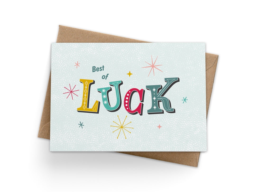 Best of Luck Card. Good Luck Card. Mid Century Inspired Card. 1950s ...