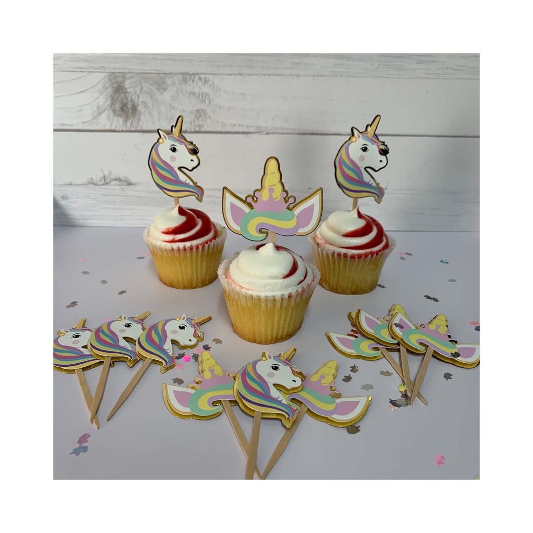 Unicorn Cupcake Toppers, Unicorn Birthday Decoration, Birthday Party ...